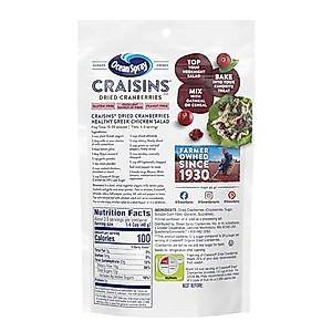 Ocean Spray® Craisins®, 50% Less Sugar Dried Cranberries, Dried Fruit, 5 Oz Pouch (Pack of 1)