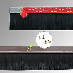 Qimoo 2 Pack Door Bottom Sweep, h-Shape Aluminum Alloy Holder Door Sweep for Bottom of Door with 1.6" Brwon Nylon Brush, 39.37"x2.48"(1000mmx63mm)