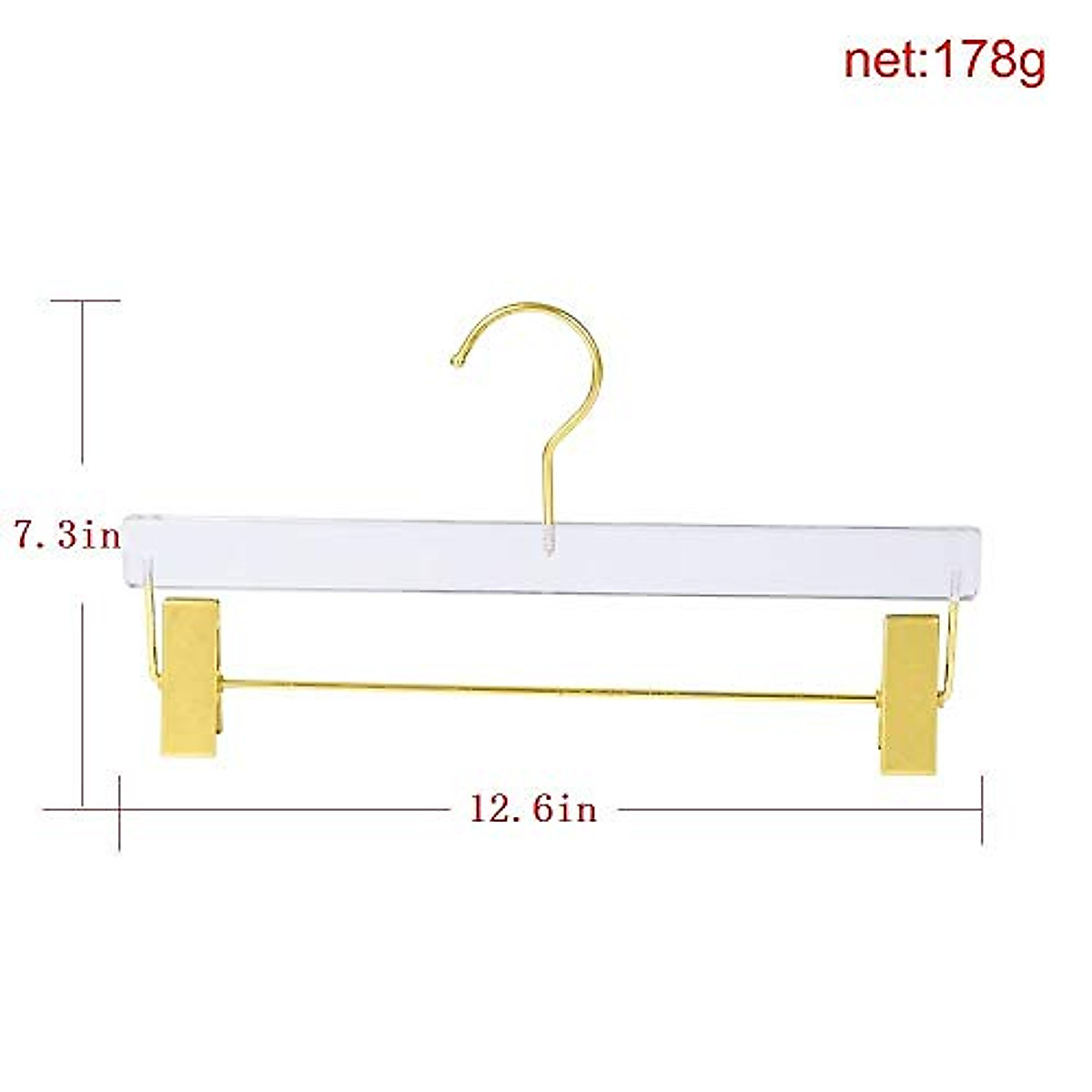 Acrylic Pants Hangers for Clothes with Gold Hook Suit Hangers Non Slip Velvet with Clips Heavy Duty Gold Hanger 5 Pack and 10 Pack