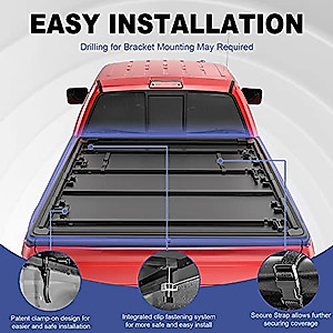 MOSTPLUS Tri-Fold Soft Truck Bed Tonneau Cover On Top Compatible with 2015-2022 Ford F150 F-150 Bed 3 Fold Styleside (5.5 FT Feet Bed)