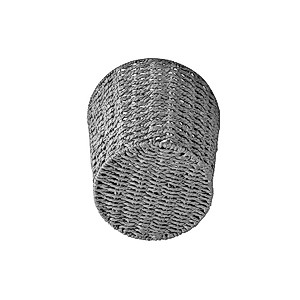 Zuvo Round Wicker Waste Basket Paper Bin - Wicker Trash Basket - Woven Trash Can Rubbish Basket for Bedroom, Bathroom, Offices or Home (Grey)