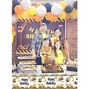 Heboland 3 Pieces Construction Birthday Party Supplies Tablecloth, Large Size 54 x 108 Inch Rectangular Truck Plastic Table Cover, Construction Table Cloths for Parties Decorations Kids Boys