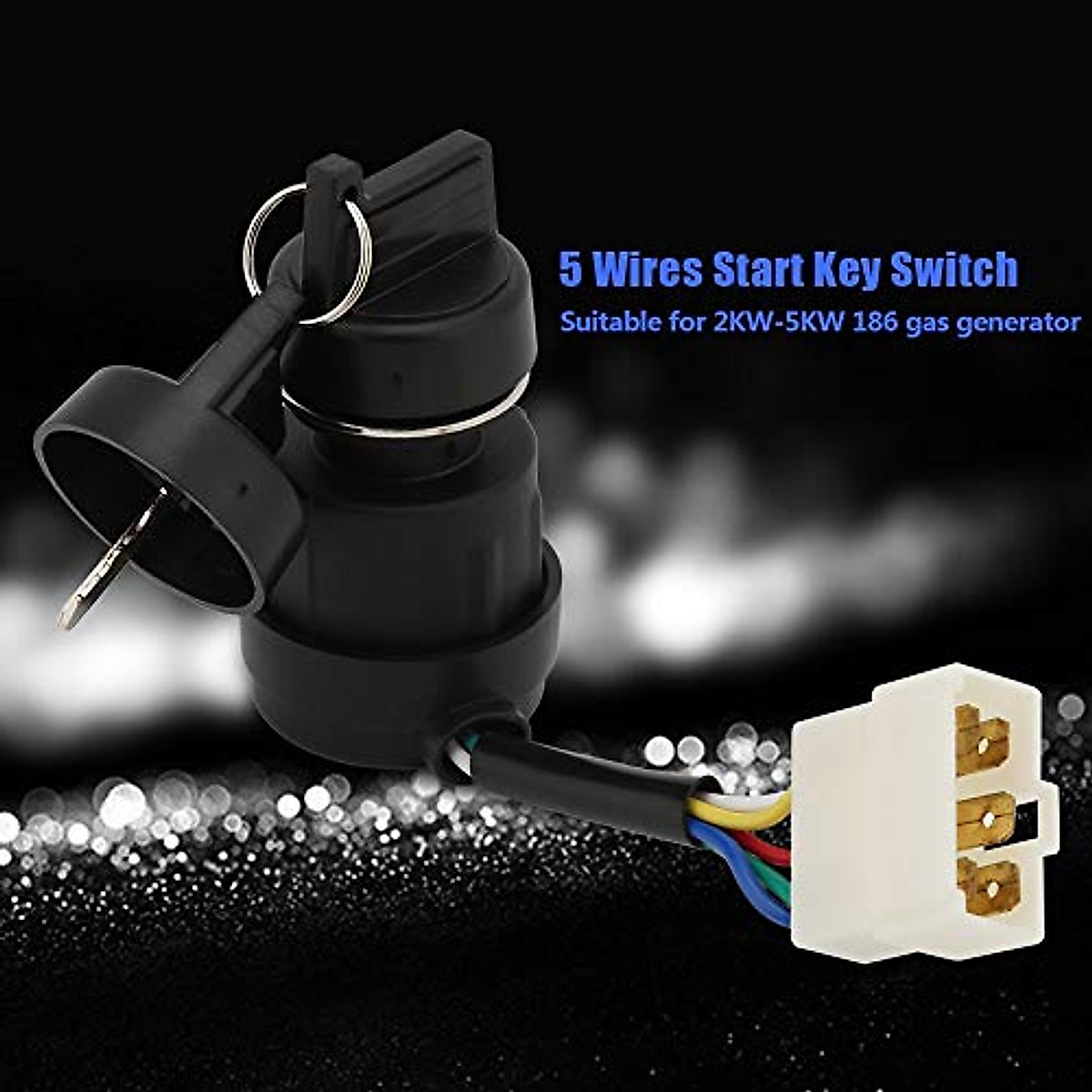 5 Wires Ignition Switch with 2 Start Keys Start Switch Key for 2KW- 5KW 186 Agriculture Gasoline Generator Accessories