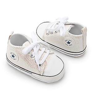 KIDSUN Tutoo Unisex Baby Boys Girls High Top Sneaker Soft Anti-Slip Sole Newborn Infant First Walkers Canvas Denim Shoes