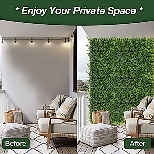 SKYJADE Artificial Grass Wall Panels, Privacy Fence Screen, 12PCS 20"x20" Fortune Leaf Hedge Wall Panels, Grass Wall Backdrop Panels for Indoor Outdoor, Garden Greenery Wall Decor