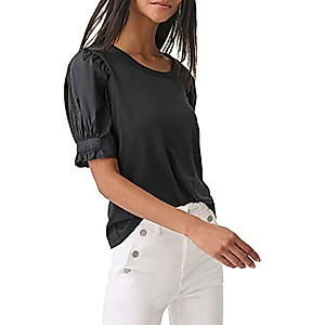 Karl Lagerfeld Paris Women's Soft Short Sleeve Everyday Fashion Sport Knit, Black, Large