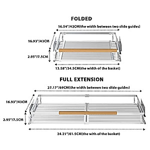 WEJIPP Pull Out Cabinet Organizer Expendable Heavy Duty Slide Out Shelf Drawer Storage Organizer for Under Sink Pantry Closet Under Cabinet Stainless Steel Shelf Holder