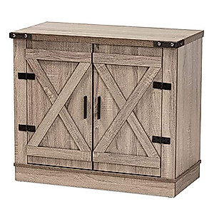 BOWERY HILL Farmhouse Brown Finished Wood 2-Door Shoe Storage Cabinet