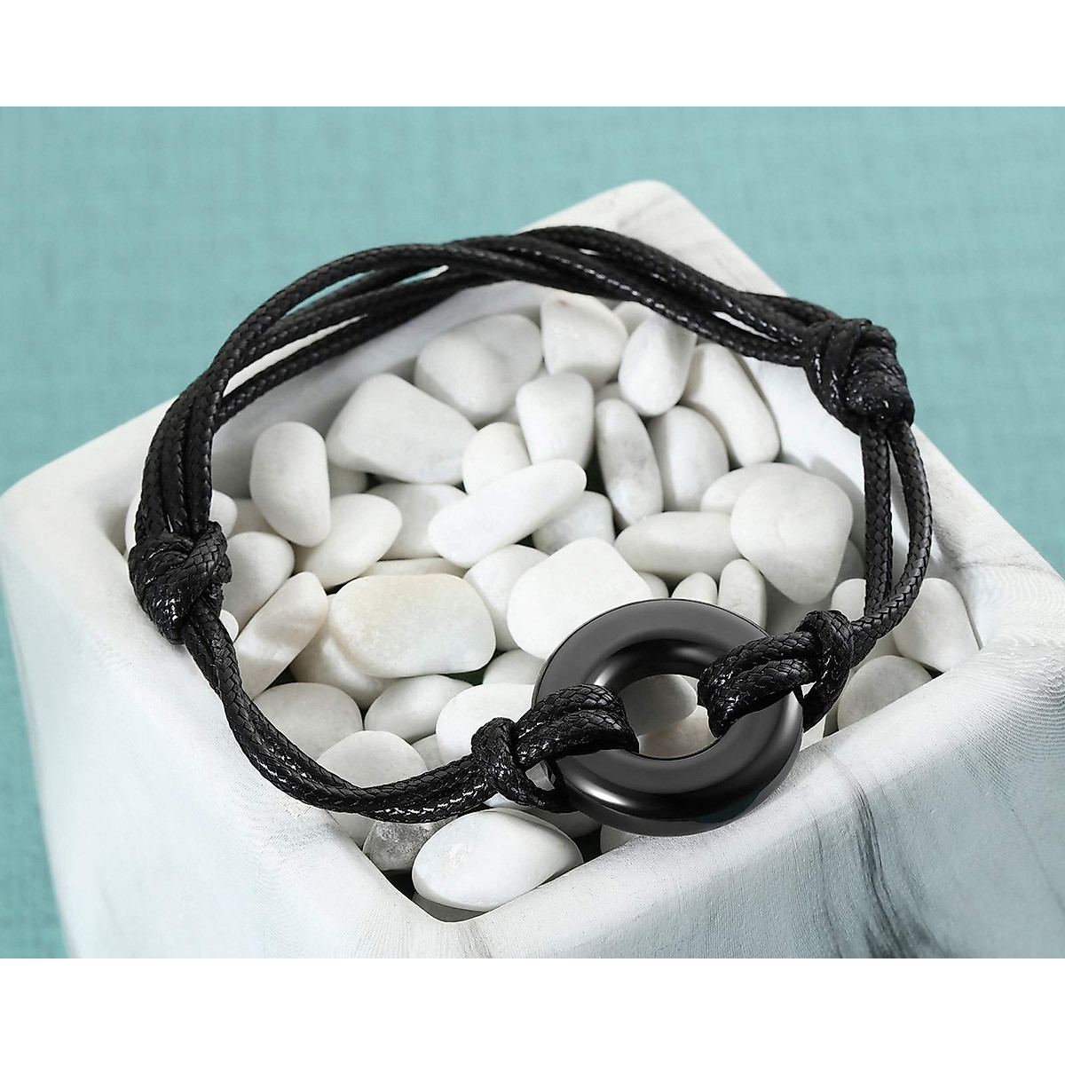 AllerPierce Black Cremation Urns Bracelet for Ashes Memorial Bracelets Circle of Life Eternity Jewelry for Men Women