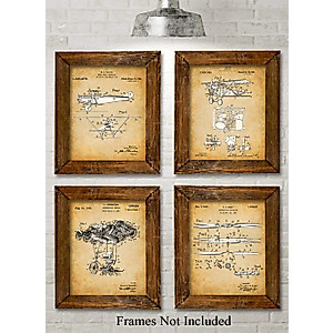 Original Flying Machines v2 Patent Prints - Set of Four Photos (8x10) Unframed - Makes a Great Home and Man Cave Decor and Gift Under $20 for Engineers and Pilots