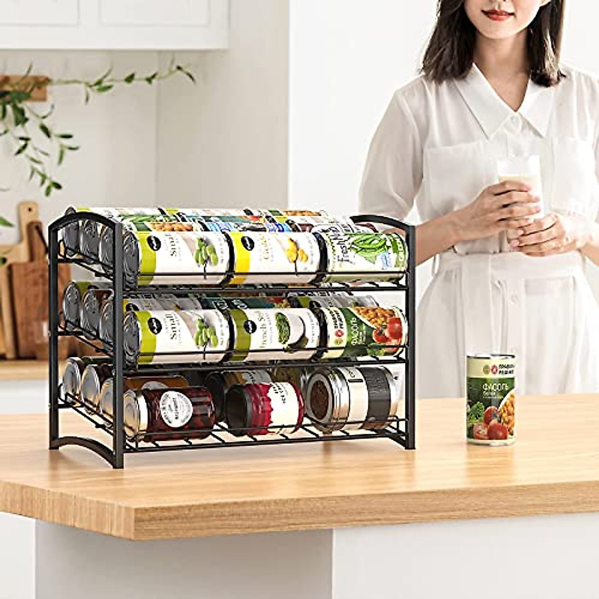 Can Rack Organizer, 3-Tier Stackable Can Holder Dispenser for Kitchen Pantry or Cabinet Organization and Storage Holds up to 36 Cans by STEELGEAR- SGCR01D, Bronze