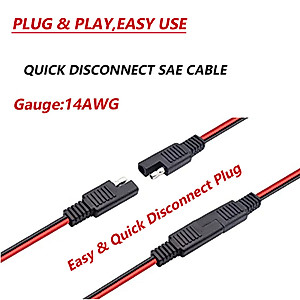 Magiktech 1.6/3.3/6.5/13/25 FT SAE to SAE Extension Cable 14AWG,SAE Adapter Cable,SAE Ports Wire for Solar Panel Battery Automotive RV Camp Trailer Tractor (6.5FT/2M)