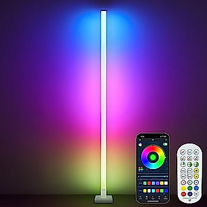 LED Floor Lamp - RGB Corner Floor Lamp with Music Sync, Color Changing Standing Lamp with Remote & App Control, Ambiance Corner Lamp w/ 16 Million Color DIY & Timer for Living Room Bedroom Gaming Room