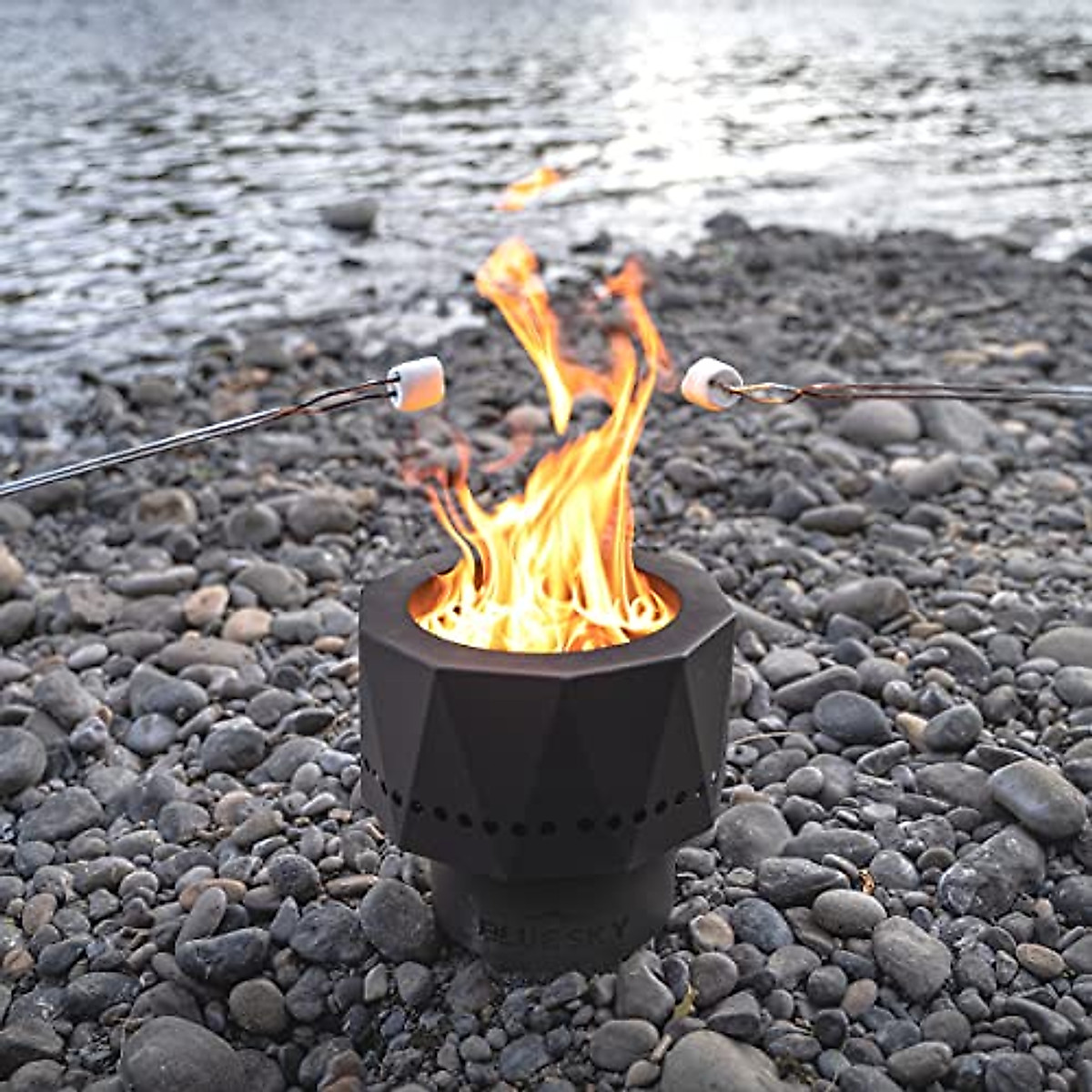 Blue Sky Outdoor Living Pike Ultra Portable Fire Pit, Portable Smokeless Fire Pit with Carrying Bag, Black