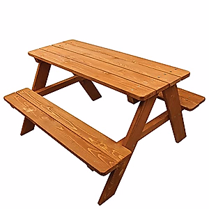 Home Wear Children's Wood Picnic Table, Red Wood