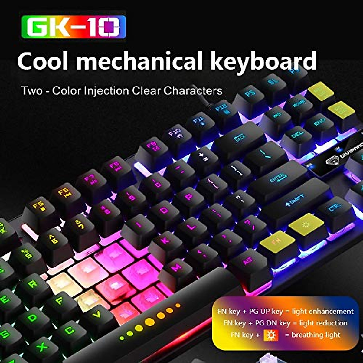 GK-10 Luminous Characters Through 87-key Gaming Keyboard