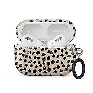 BURGA Airpod Hardcase Compatible with Apple Airpods PRO 2019 Charging Case, Black Polka Dots Pattern Nude Almond Latte Fashion Cute for Girls, Protective Hard Plastic Case