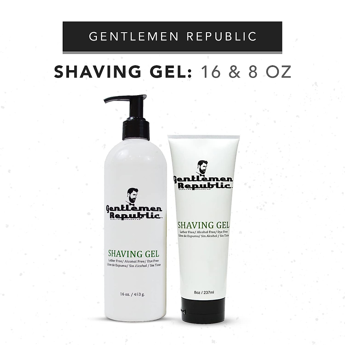 Gentlemen Republic 16oz Shaving Gel - 100% Alcohol-Free, Lather and Dye-Free Formula with Maximum Glide for Comfort, Made in the USA