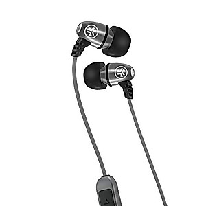 JLab Metal Bluetooth Wireless Rugged Earbuds | Titanium 8mm Drivers | 6 Hour Battery Life | Noise Isolation | Bluetooth 5.0 | IP55 Sweat Proof Rating Extra Gel Tips & Cush Fins | Gunmetal…