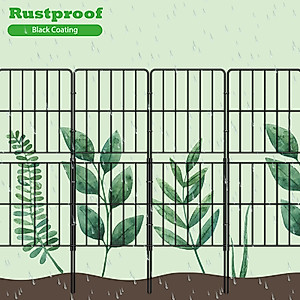 OUSHENG Decorative Garden Fence Fencing 10 Pack, 37.5in (H) x 10ft (L) Rustproof Metal Wire Panel Border Animal Barrier for Dog, Flower Edging for Yard Landscape Patio Outdoor Decor, Square