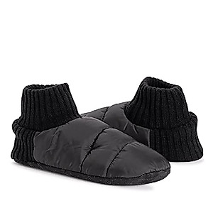 MUK LUKS Men's Quilted Slipper Booties, Ebony, 11-13