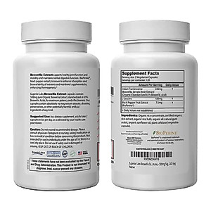 Superior Labs Boswellia Extract - Pure Non GMO Boswellic 65% Acids. Superior Absorption Zero Synthetic Additives - Powerful Formula Joint, Knees, Hips, Immune, 500mg SVG, 240 Veg Capsules
