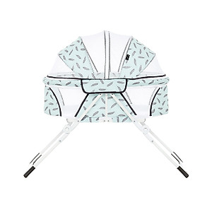 Dream On Me Karley Plus Baby Bassinet, Lightweight Compact Portable Bassinet, Easy and Quick Fold with Removable Double Canopy, Breathable Mesh Design, Ice Blue