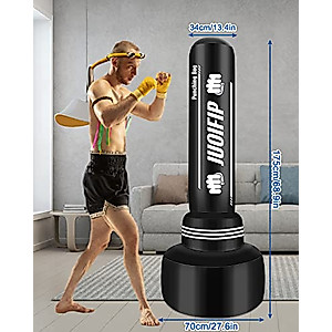 JUOIFIP Freestanding Punching Bags for Adults - 69" Heavy Bag with Stand Men Standing Boxing Inflatable Kickboxing Training MMA Muay Thai Fitness