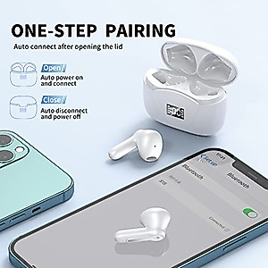 Wireless Earbuds, Bluetooth 5.3 Headphones With Noise Cancelling Mic and Clear Call, Bluetooth Earbuds Touch Control Stereo Bass, LED Display, IPX7 Waterproof Running Earphones for Sports/Travel
