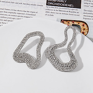 Donabus Statement Earrings- Trendy Earrings for Women，Asymmetric Earrings with Full Rhinestone,Great Gifts for Women (A) (A)