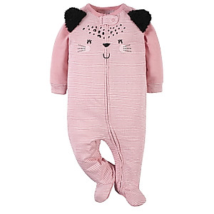 Gerber Baby Girls 4 Pack Sleep 'N Play Footie Leopard Pink 6-9 Months