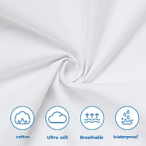 Bassinet Sheet Waterproof 2 Pack Cotton Fitted Cradle Sheets Set for Oval Rectangle Hourglass Mattress and Moses Baskets, Super Soft Breathable Bassinet Mattress Pad Cover Baby Girl Boy, White