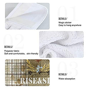 Rooster Daisy Plaid Kitchen Hanging Towel 12 x 17 Inch Flowers Chicken Wheat Hand Tie Towels Set 2 Pcs Tea Bar Dish Cloths Dry Towel Soft Absorbent Durable for Bathroom Laundry Room Decor