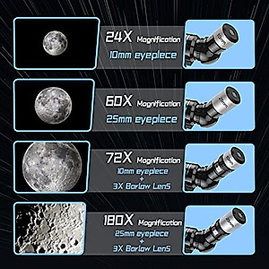 Telescope 70mm Aperture 400mm - for Adults & Kids, Refracting Portable Telescopes for Adults Astronomy Beginners Telescope with Tripod, Phone Adapter, Wireless Remote, Carrying Bag Black