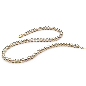 White 5.5-6mm AAA Quality Freshwater Cultured Pearl Necklace for Women-23 in Matinee Length