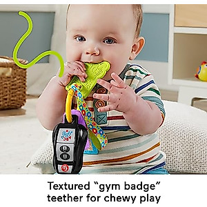 Fisher-Price Baby Travel Toy Laugh & Learn Play & Go Activity Keys with Learning Music, Teether & Mirror for Infants Ages 6+ Months