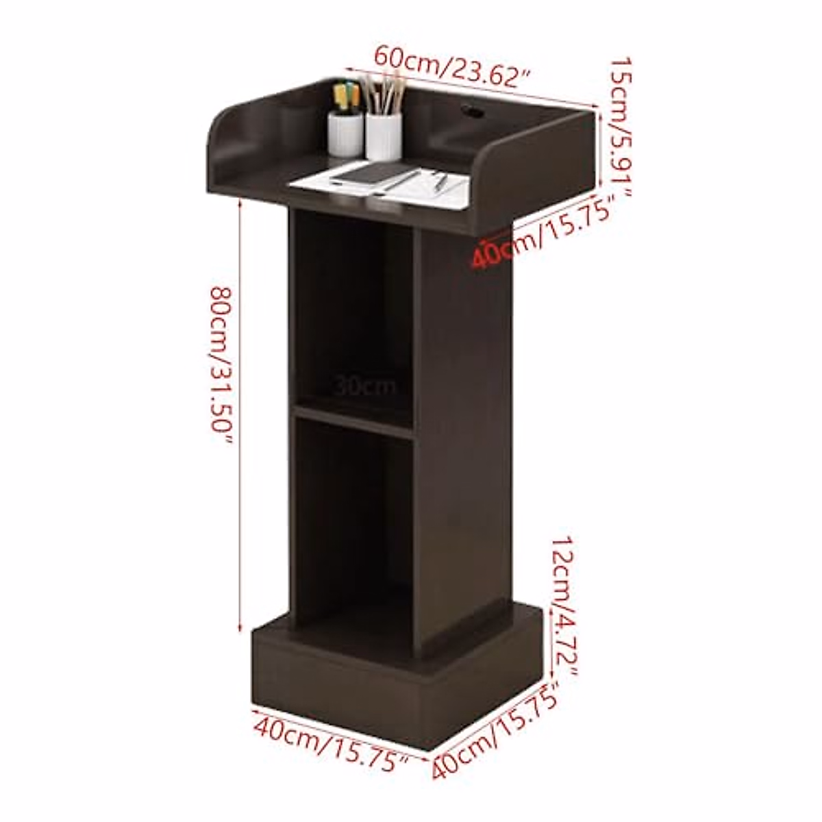 EESHHA Lectern Square Lectern Wooden Conference Table Standing Lectern with Open Storage Laptop Desk Teacher Podiums Simple Podium Stand