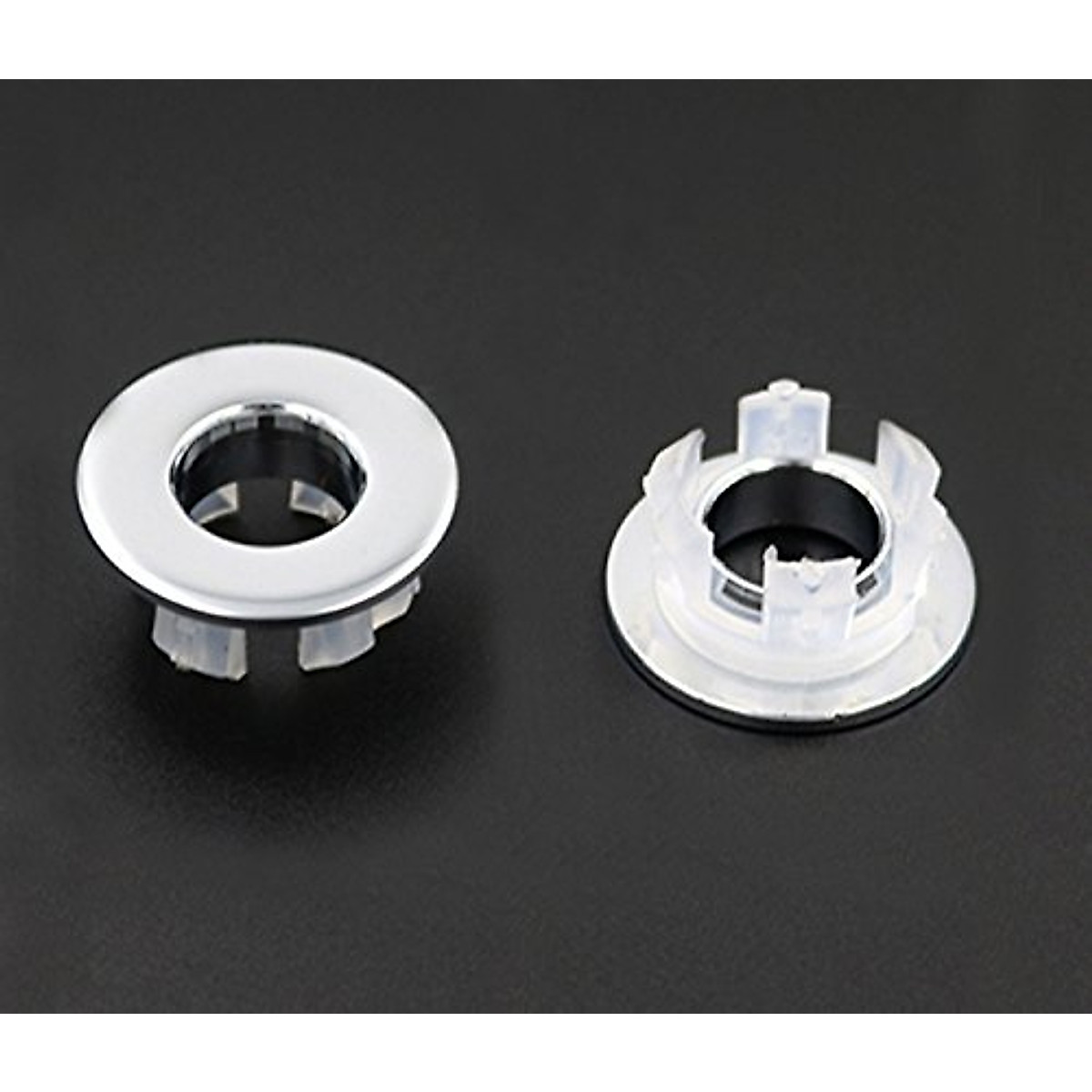 Homdipoo Ceramic Bathroom Vessel Vanity Sink Art Basin Sink Basin Trim Overflow Cover Brass Insert in Hole Round Caps Chrome 2 Pack