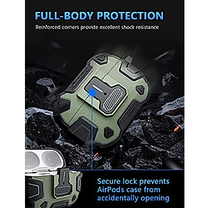 Nillkin Airpods Pro 2nd Generation Case with Secure Lock Magnets, Airpods Pro 2 Case for Men Women with Metal Keychain, Full Body Shockproof Protective Case for Airpods Pro 2 Case Cover 2022 Green