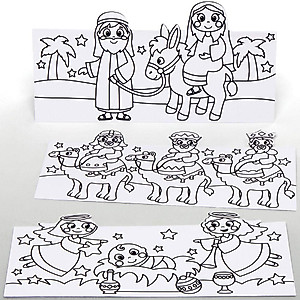 Baker Ross AX564 Nativity Pop up Cards - Pack of 10, Christmas Cards for Kids to Color in, Great for Arts and Crafts