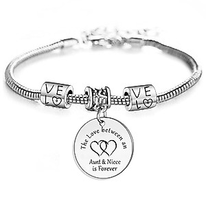 YEEQIN Aunt Gifts From Niece Aunt niece Bracelet Jewelry The Love Between An Aunt And Niece Is Forever Bracelet(Aunt Niece)