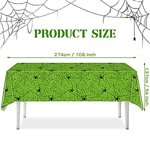 TREWAVE 3 Pack Halloween Spiderweb Tablecloth Rectangular Plastic Spider Web Table Cloth Large Size Table Covers for Home Decor Halloween Party Decorations 54" x 108" (Green)
