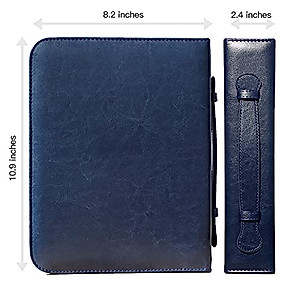 ROTCROSS Bible Cover,Blue Faux Leather Classic Bible Bag,Study Bible Case with 6 Highlighters-Original Design Bible Bag Bible Case for Men Women Father