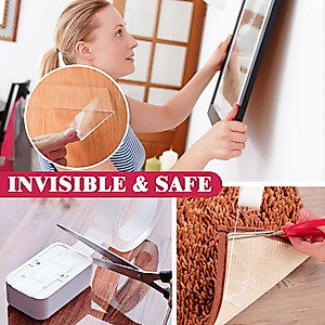 Nano Double Sided Tape Heavy Duty,Multipurpose Transparent Poster Tape, Adhesive Strips Strong Sticky Mounting Tape Transparent Tape Picture Hanging Strips Gel Tape (Transparent, 9.84FT)