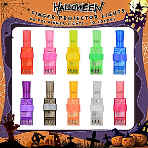 Halloween Party Favors, 40 PCS LED Finger Projector Lights, Halloween Toys for Kids Girls Boys, Glow in The Dark Toys Bulk for Halloween Party Favors Supplies Classroom Prizes Trick or Treat Gifts