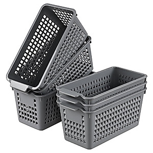 Jnktka 6-Pack Plastic Storage Baskets, Small Pantry Basket Bins Organizer, Grey