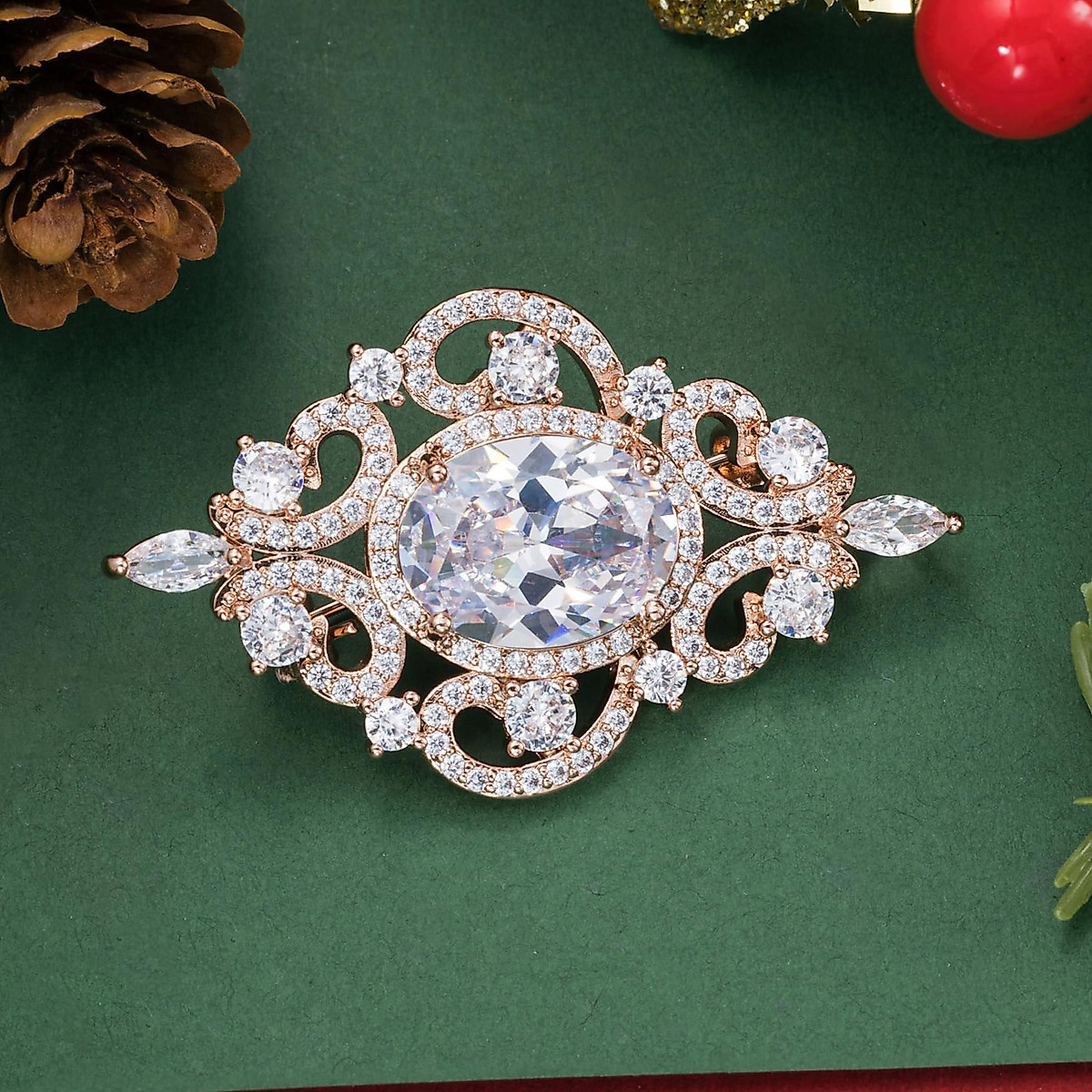 SELOVO Sparkle Vintage Bridal Pin Brooch for Wedding Cubic Zirconia