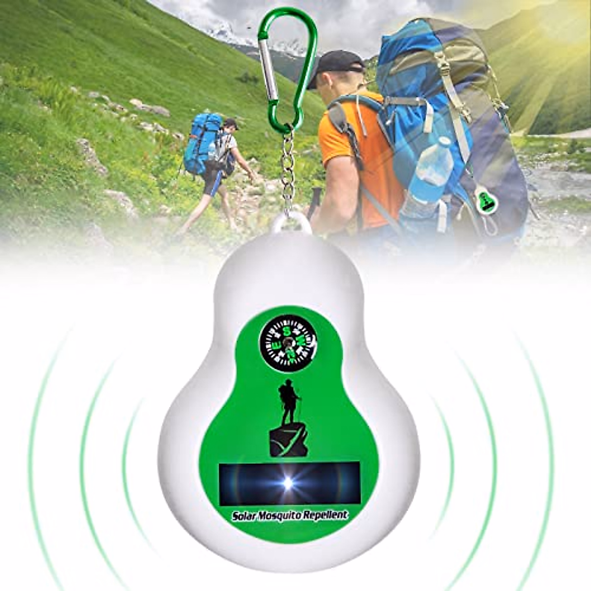 Solar Ultrasonic Outdoor Mosquito Repellent Bug Zapper Outdoor with Compass, Zapper Mosquito Can be Hung Zapper Electronic Insect Killer Design for Camping, Mountaineering, Picnic, Cycling