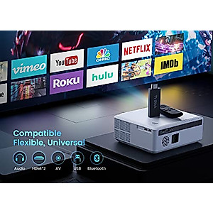 4K Projector with 5G WiFi and Bluetooth, ACROJOY 480 ANSI 15000L Native 1080P Projector 4K Support, Portable Mini Projector with 120'' Screen for Outdoor Movie Home Compatible w/HDMI/USB/TV Stick/PS5