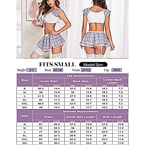 Avidlove Women School Girl Lingerie Roleplay Costume Set Sexy Student Costumes Two Piece Lingerie Purple, M